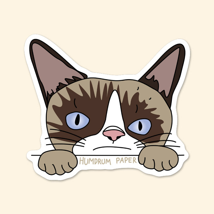 Peeking Grumpy Cat Sticker – Humdrum Paper