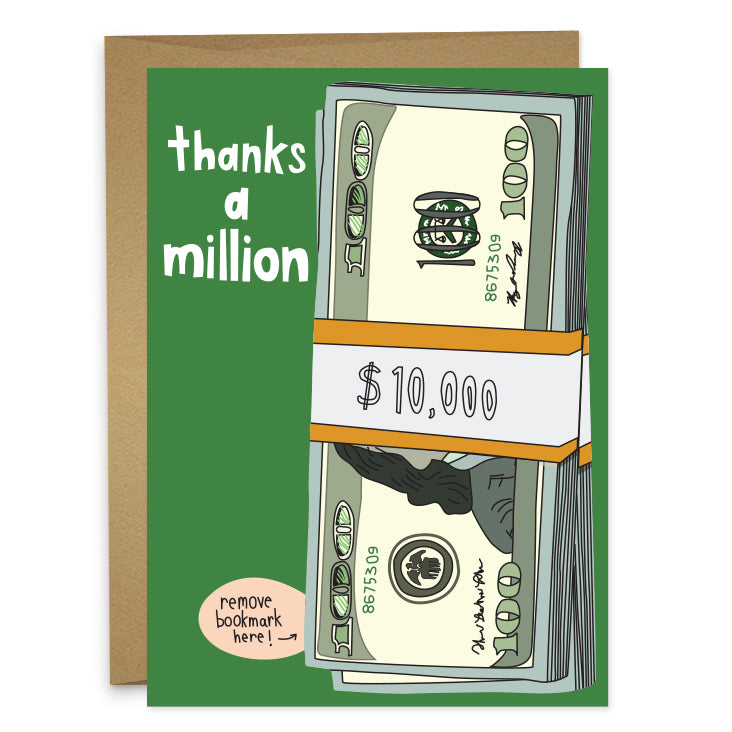 Thanks a Million Money Bookmark + Greeting Card – Humdrum Paper